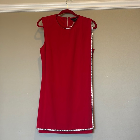 Ted Baker | Dresses | Ted Baker Red Sheath Mini Dress Crew Neck ...